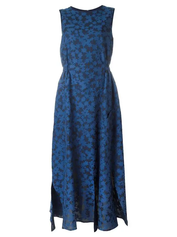 Julien David Printed Flared Dress - Blue