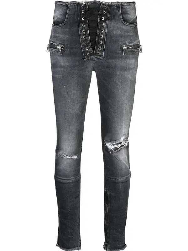 BEN TAVERNITI UNRAVEL PROJECT Distressed Skinny Jeans - Black