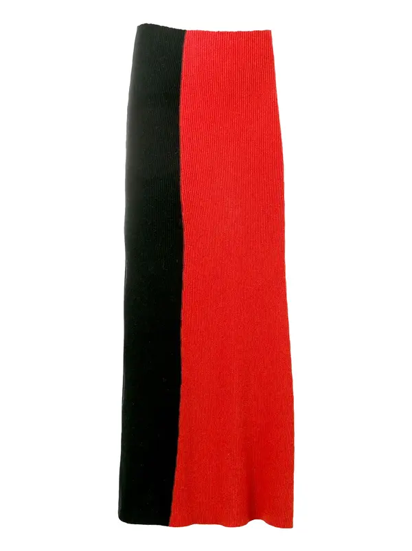 Cashmere In Love Color Block Knitted Skirt - Black