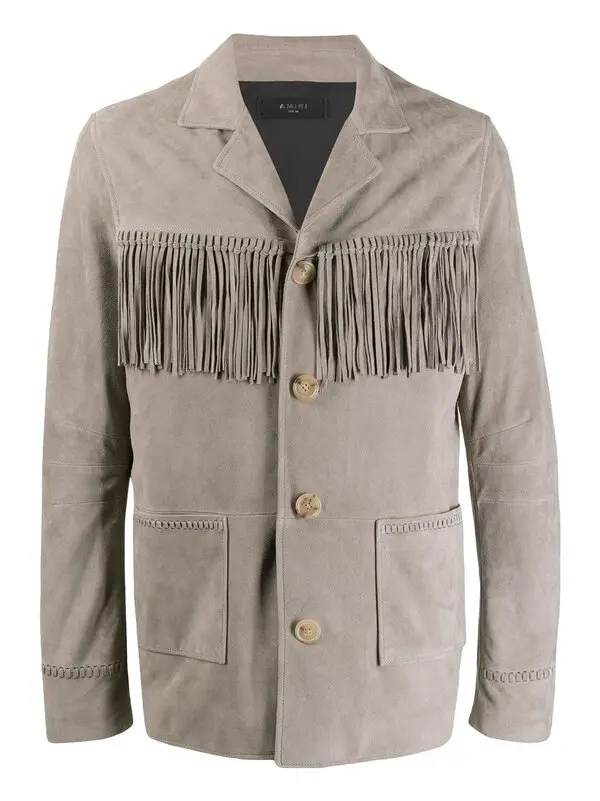Amiri Textured Fringe Shirt Jacket - Grey