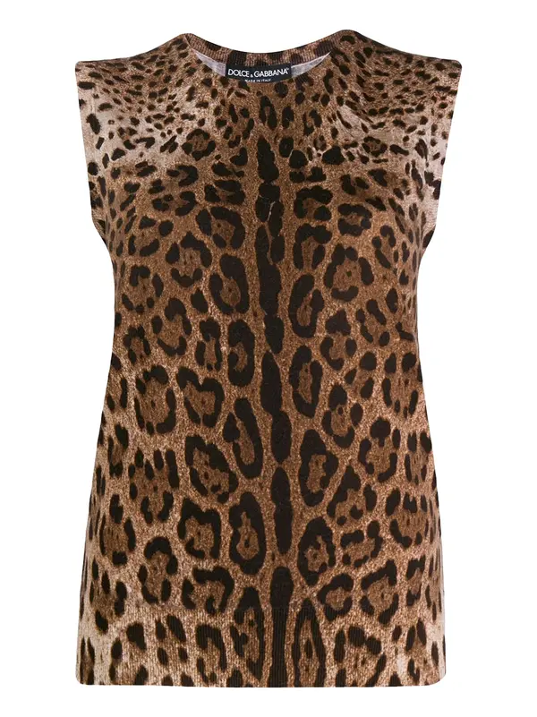 Dolce & Gabbana Leopard-print Wool Tank Top - Brown