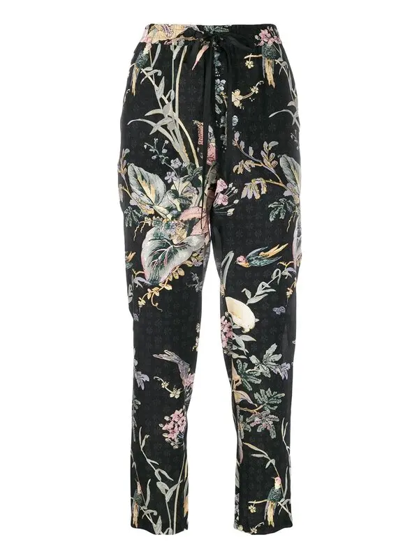 Red Valentino Floral-print Cropped Trousers - Black