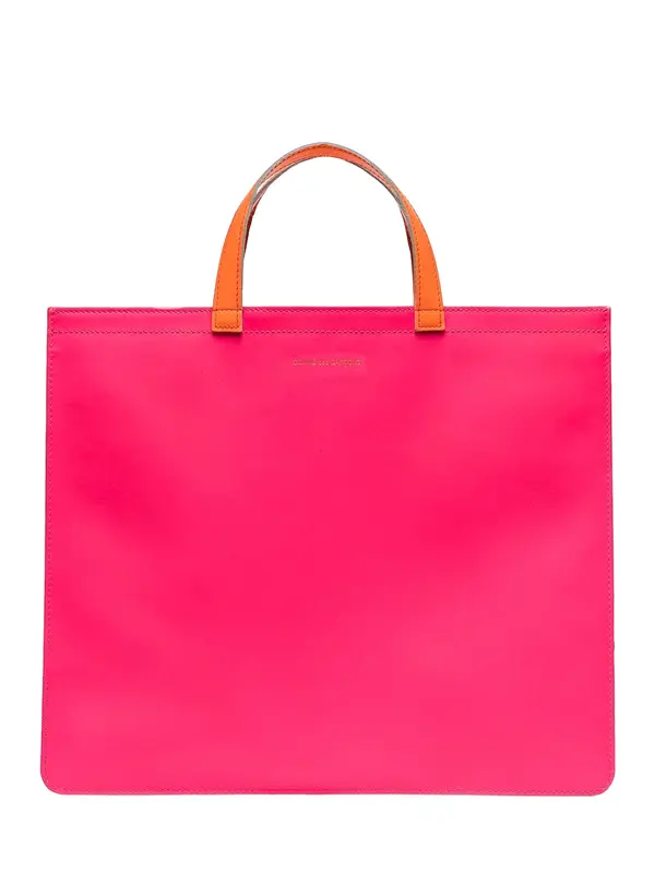 Comme Des Garçons Colour-block Leather Tote Bag - Pink