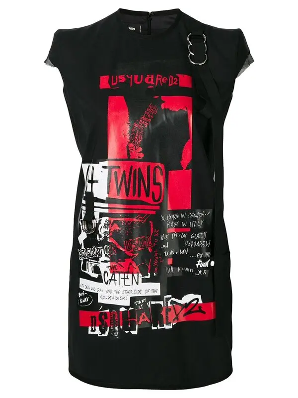 Dsquared2 Printed Shift Dress - Black