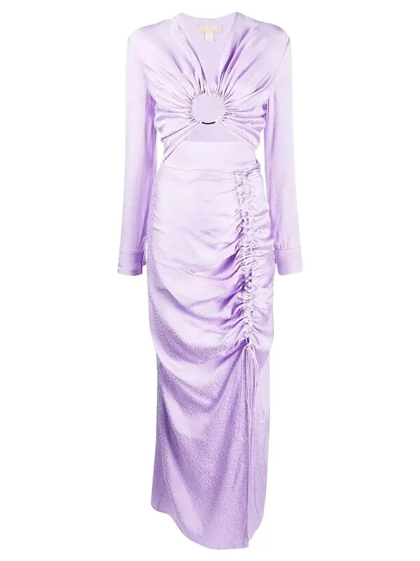 Matériel Ruched Long Sleeved Dress - Purple