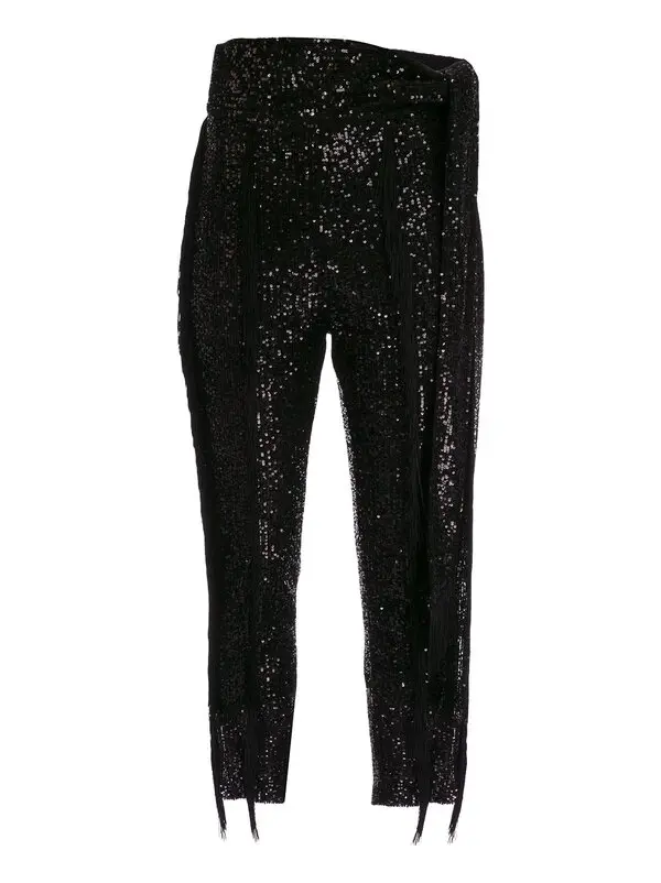 CHRISTIAN PELLIZZARI Fringed Sequin Trousers - Black