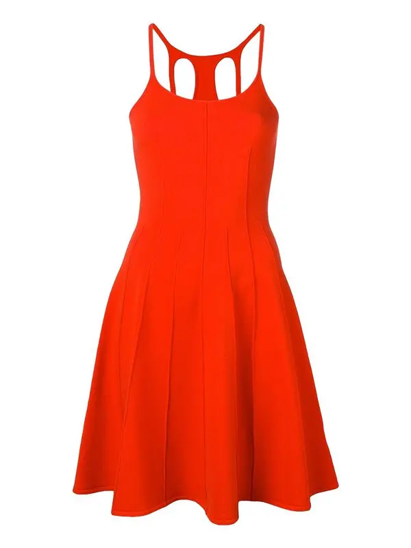 Dsquared2 Fitted Sleeveless Dress With Skater Skirt And Back Cutout - Orange