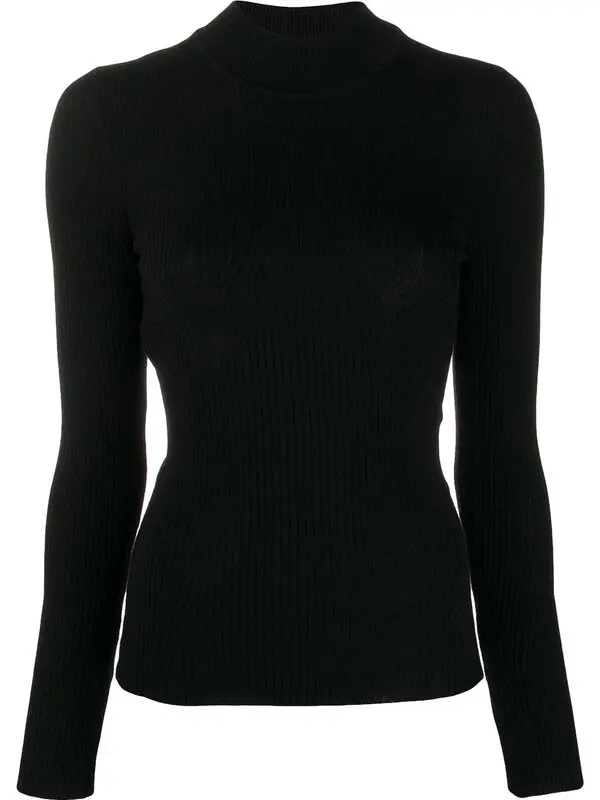 Alberta Ferretti Ribbed Turtleneck Jumper - Black