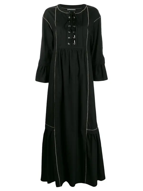 Alberta Ferretti Lace-up Flared Maxi Dress - Black