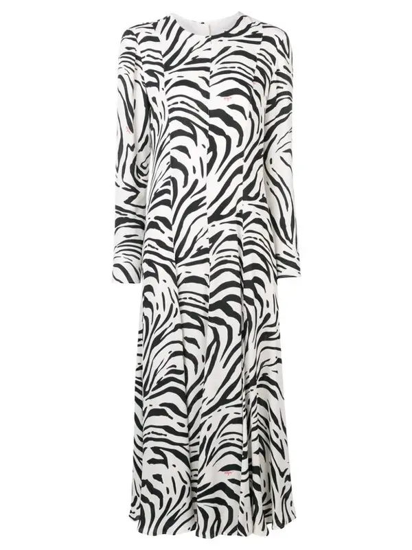 MSGM Zebra Print Long Dress - Black