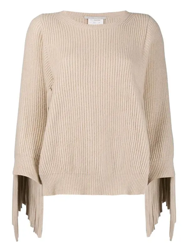 Stella McCartney Fringed Rib-knit Jumper - Neutrals