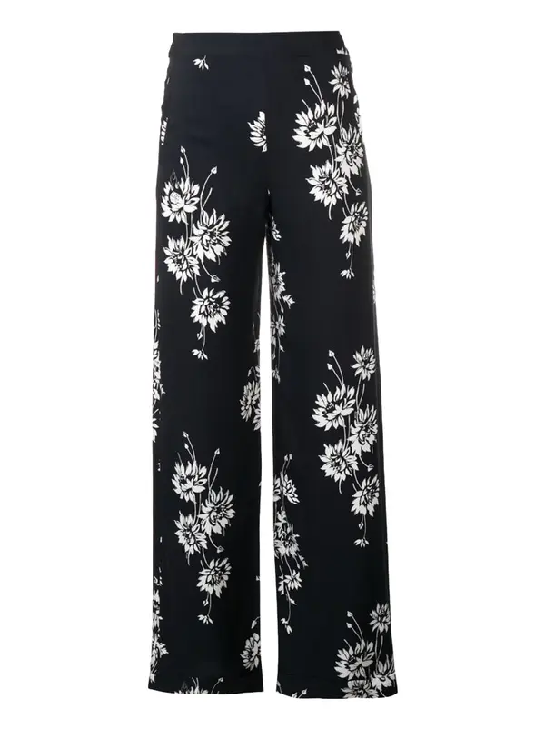 Alexander McQueen Floral Printed Trousers - Black