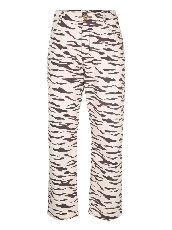 REJINA PYO Tiger Print Straight Trousers - Neutrals