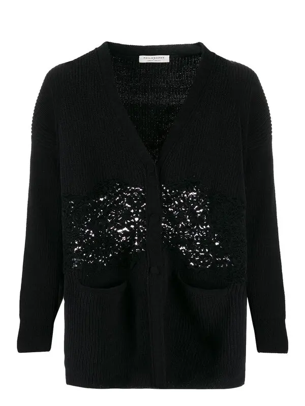 Philosophy Di Lorenzo Serafini Lace Panel Cardigan - Black