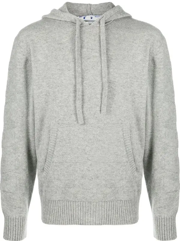 Off-White Diagonal Stripe Cashmere Hoodie - Grey