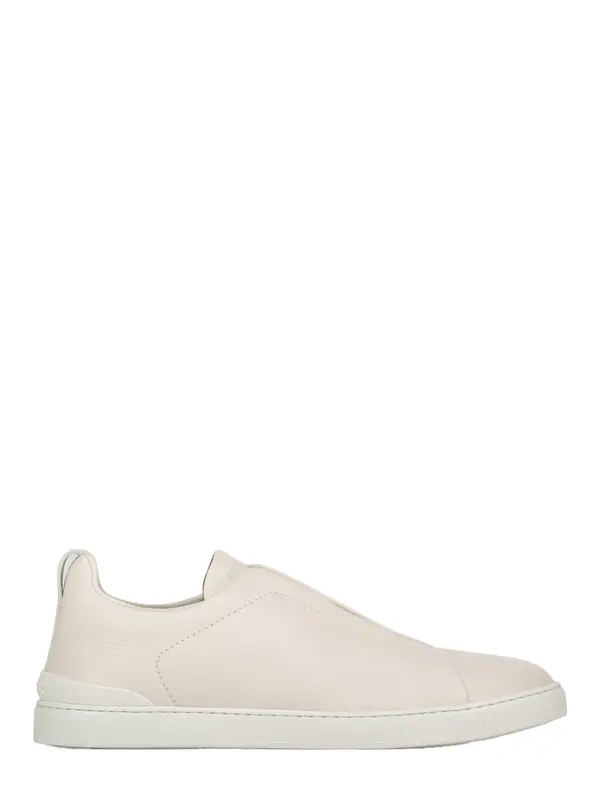 Zegna Triple Stitch Leather Sneakers - Neutrals