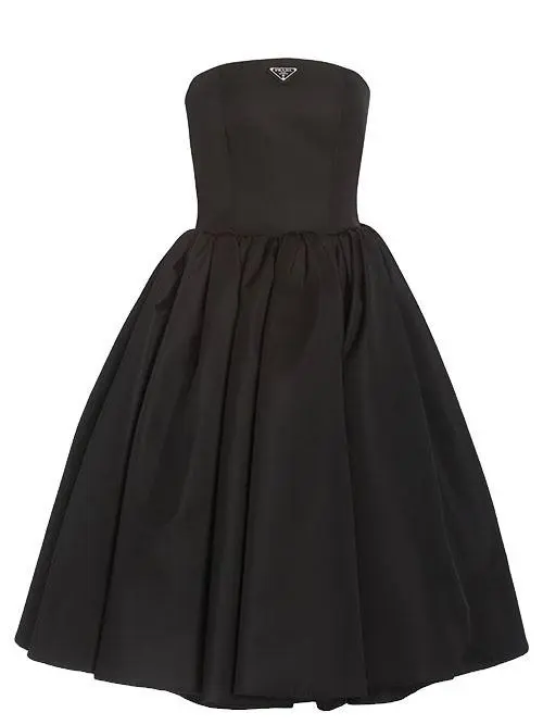 Prada Logo-detailed Strapless Midi Dress - Black