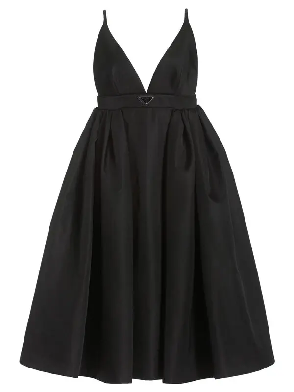 Prada Logo-detailed Nylon Gabardine Midi Dress - Black