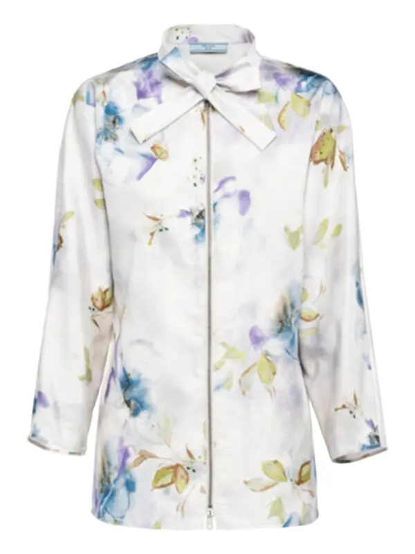 Prada Ed Radzmire Tie-neck Top - Print