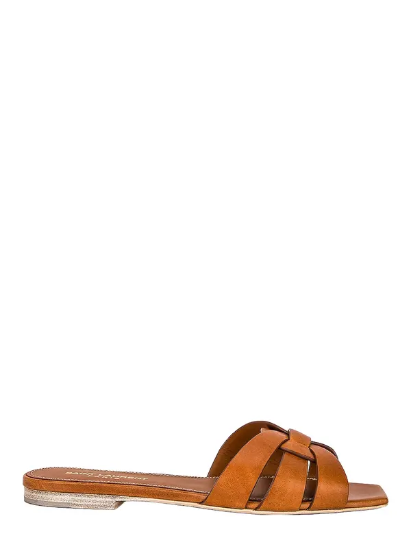 Saint Laurent Tribute Flat Sandal - Amber