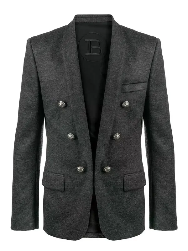 Balmain Decorative Button Blazer - Grey