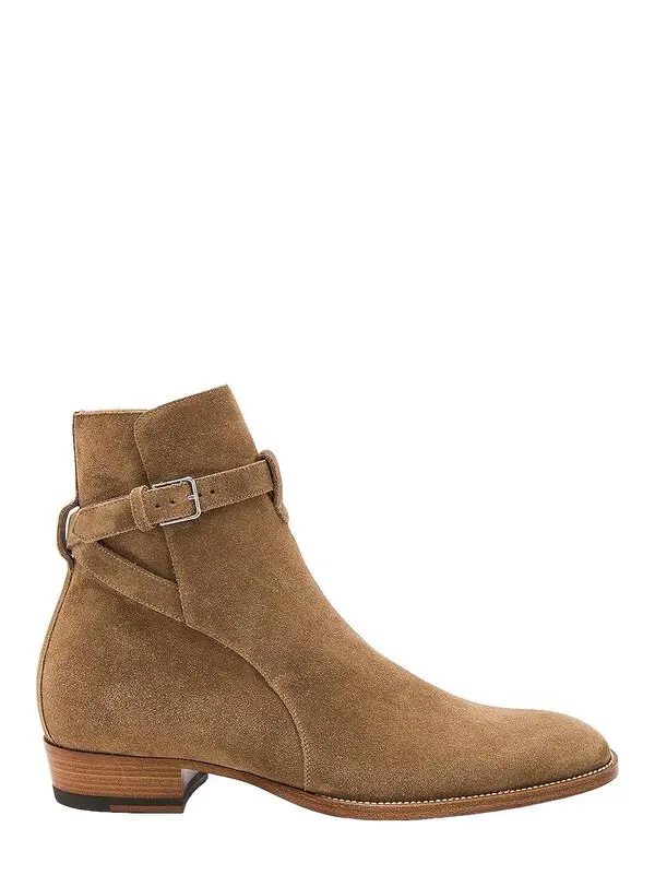 Saint Laurent Suede Wyatt Jodhpur Boots - Light Cigar