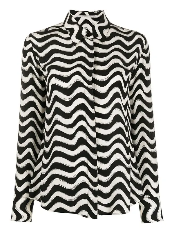 Stella McCartney Wave-print Long-sleeve Shirt - Black