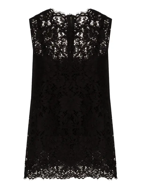 Dolce & Gabbana Cordonetto Lace Tank Top - Black