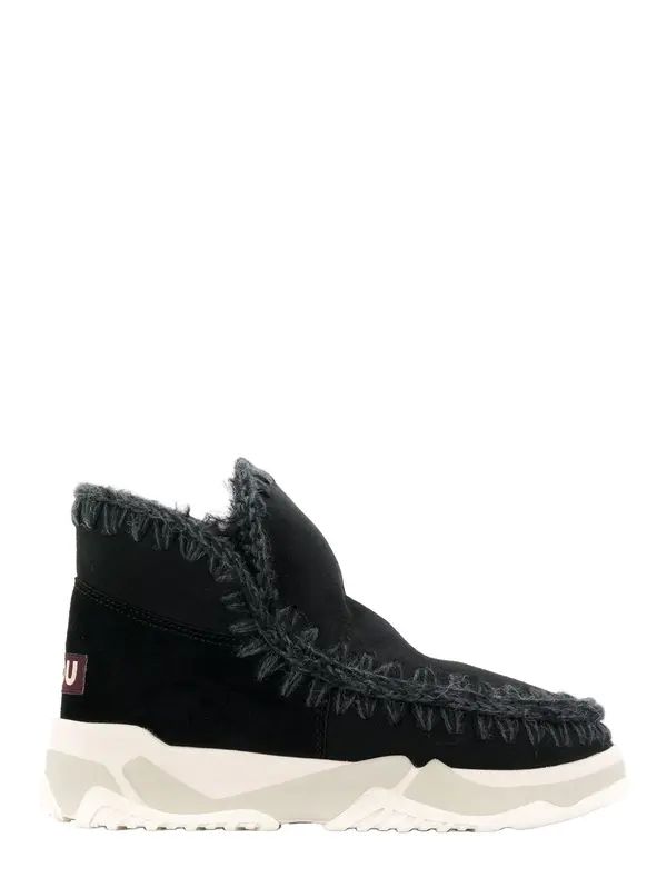 Mou Crochet Stitch-trim Boot Sneakers - Black