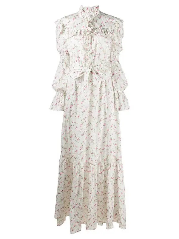 Philosophy Di Lorenzo Serafini Floral Ruffle Maxi Dress - White