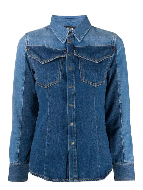 DIESEL® Colour-block Denim Shirt - Blue