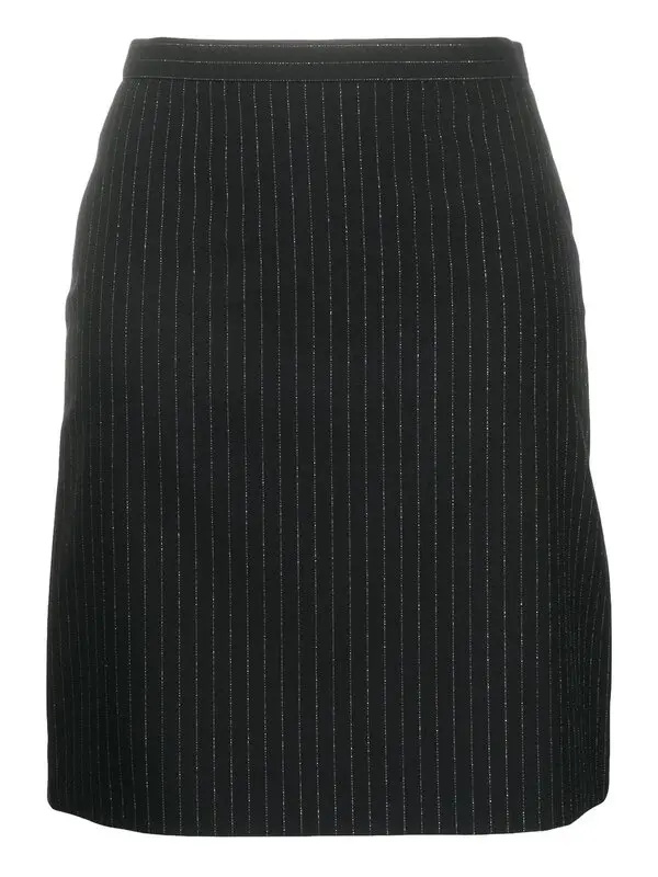 Alexander McQueen Pinstripe Wool Ruffle Skirt - Black