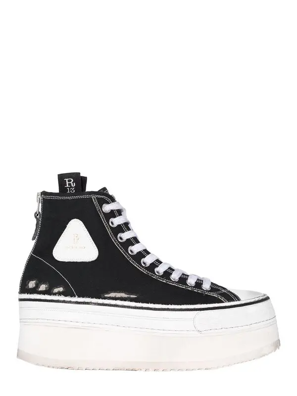 R13 Distressed Platform High-top Sneakers - Black