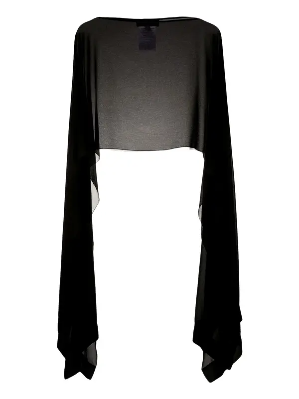 Talbot Runhof Sheer Poncho Top - Black