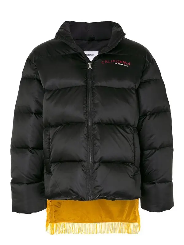 DOUBLET Fringed Puffer Coat - Black
