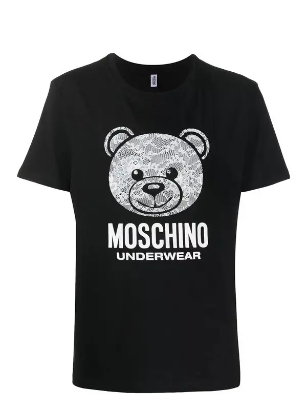 Moschino Logo Motif Print Cotton-mix T-shirt - Black