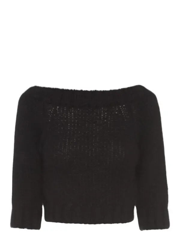 Prada Cropped Cashmere Knit Sweater - Black