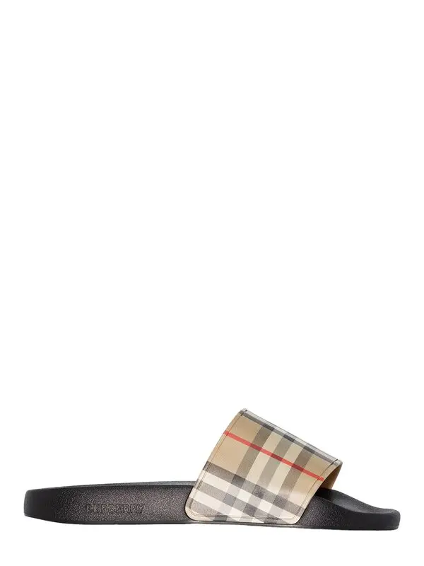 Burberry Vintage Check Flat Slides - Brown