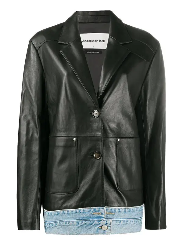 Andersson Bell Molly Denim Layered Leather Jacket - Black