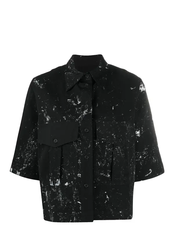 SONG FOR THE MUTE Paint Splatter Short Sleeve Shirt - Black