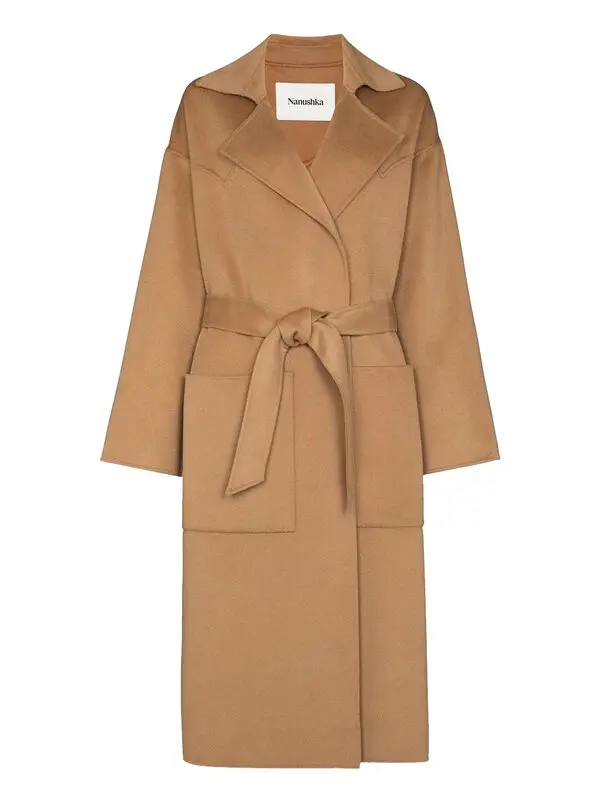 Nanushka Alamo Belted Wrap Coat - Brown