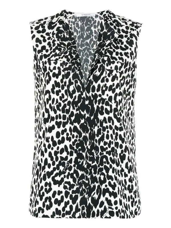 Givenchy Animal Print Sleeveless Blouse - Black