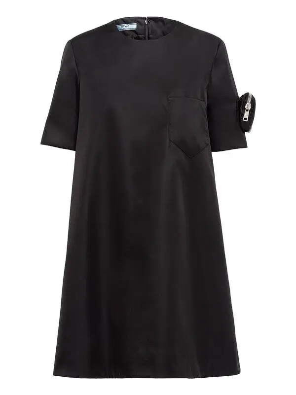 Prada Logo-pouch Shift Dress - Black