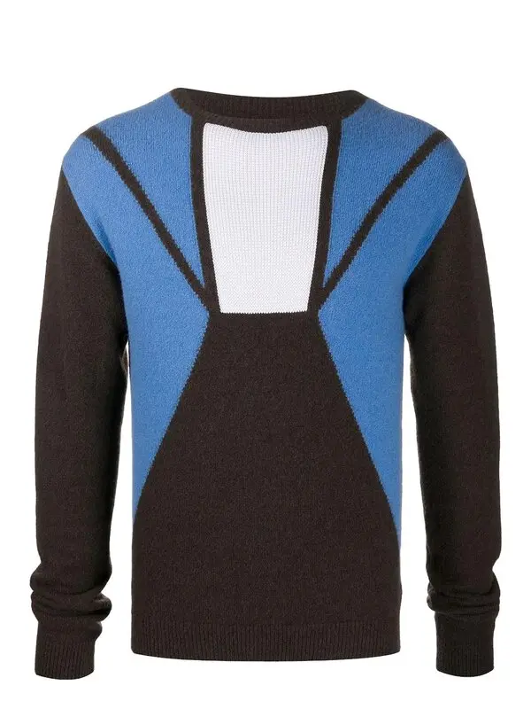 Rick Owens Crew Neck Panelled Jumper - Brown