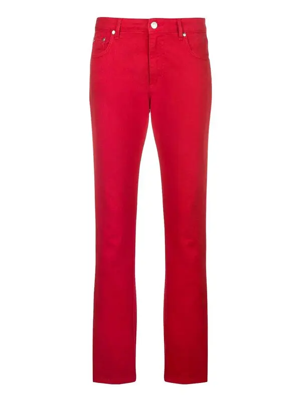MSGM Slim-fit Jeans With Logo - Red