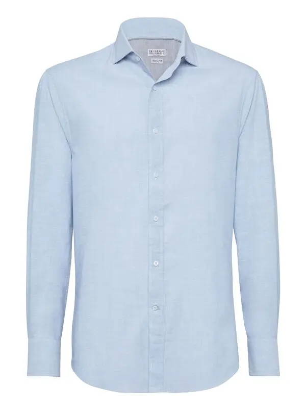 Brunello Cucinelli Long-sleeve Cotton Shirt - Blue