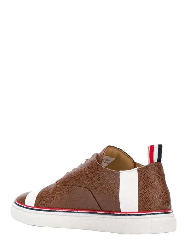 Thom Browne Striped Low-top Textured Leather Sneakers - Brown