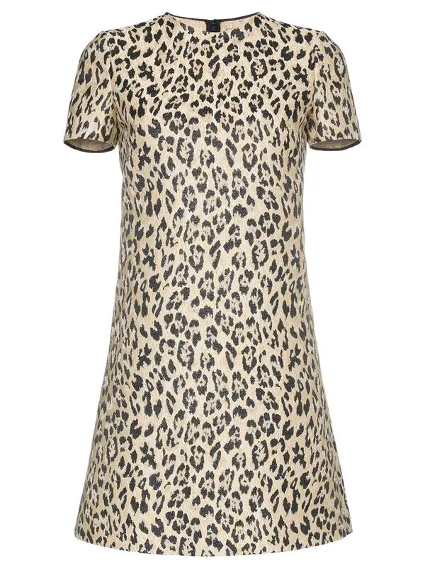 Valentino Garavani Leopard Print Mini Dress - Brown