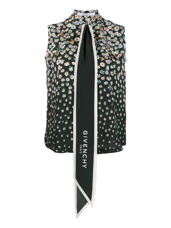 Givenchy Floral Oversized Tie Shirt - Black