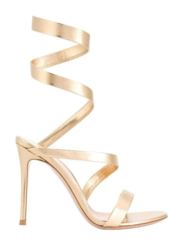 GIANVITO ROSSI Twist-strap Leather High Heel Sandals - Gold